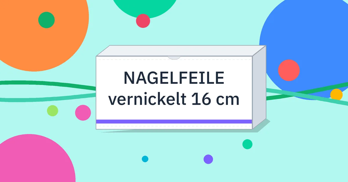 Symbolbild: Packung mit der Aufschrift NAGELFEILE vernickelt 16 cm (PZN 02442541) – Verfügbarkeit und Bezug in Apotheken in Frankfurt am Main