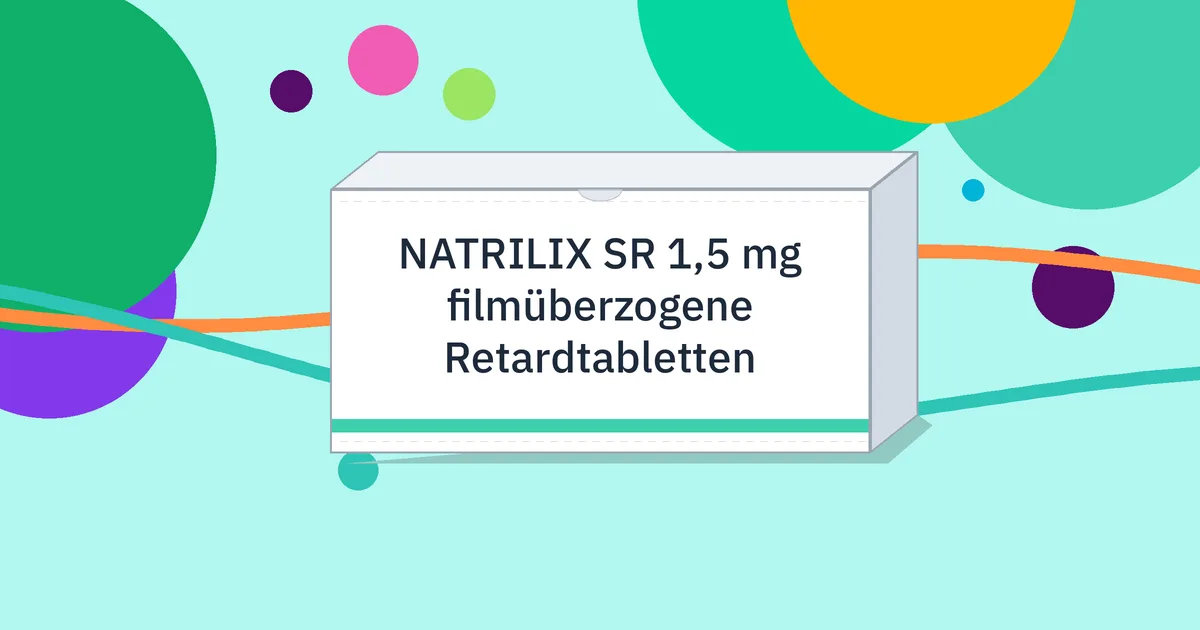 Symbolbild: Packung mit der Aufschrift NATRILIX SR 1,5 mg filmüberzogene Retardtabletten (PZN 08667703) – Verfügbarkeit und Bezug in Apotheken in Frankfurt am Main