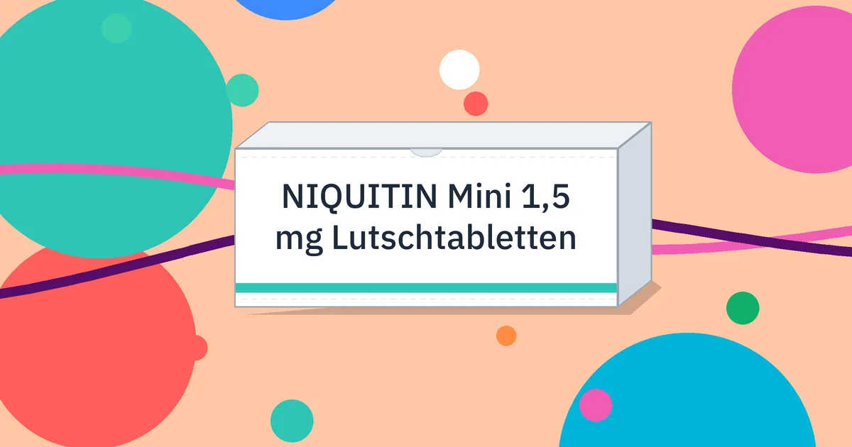 Symbolbild: Packung mit der Aufschrift NIQUITIN Mini 1,5 mg Lutschtabletten (PZN 07319360) – Verfügbarkeit und Bezug in Apotheken in Frankfurt am Main