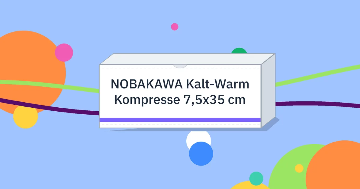 Symbolbild: Packung mit der Aufschrift NOBAKAWA Kalt-Warm Kompresse 7,5x35 cm (PZN 00611809) – Verfügbarkeit und Bezug in Apotheken in Frankfurt am Main