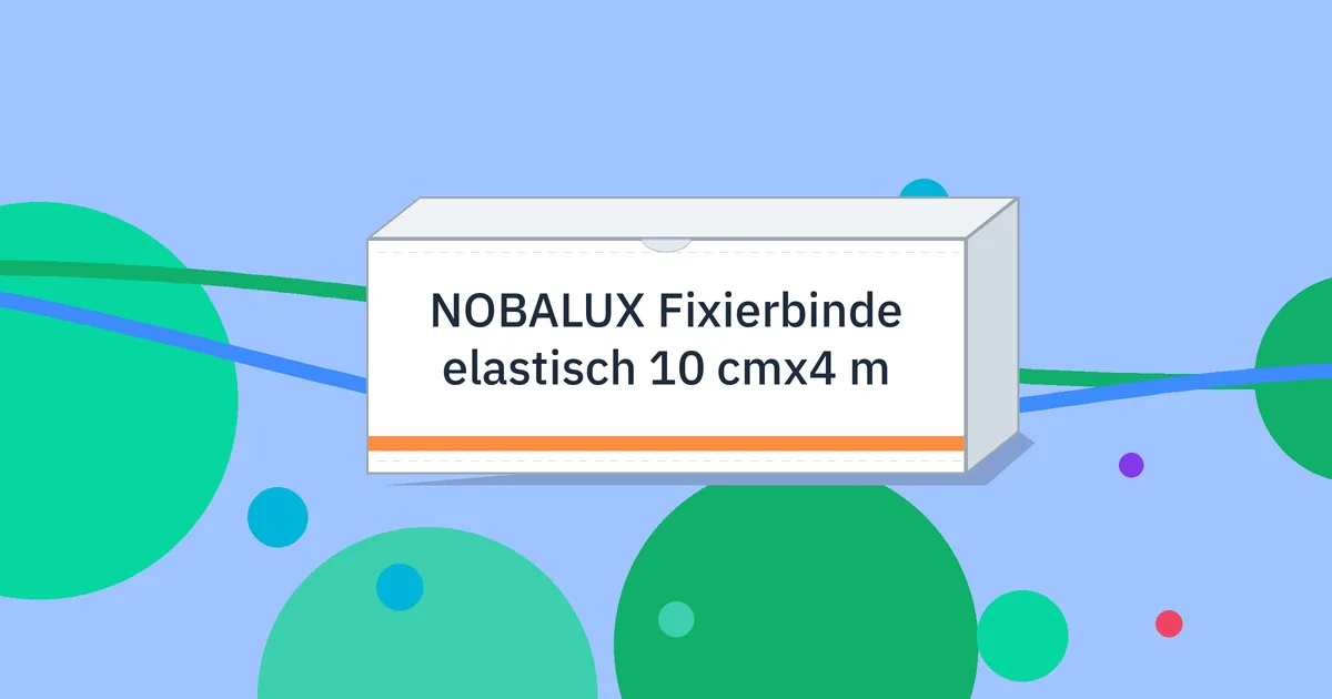 Symbolbild: Packung mit der Aufschrift NOBALUX Fixierbinde elastisch 10 cmx4 m (PZN 00950747) – Verfügbarkeit und Bezug in Apotheken in Frankfurt am Main