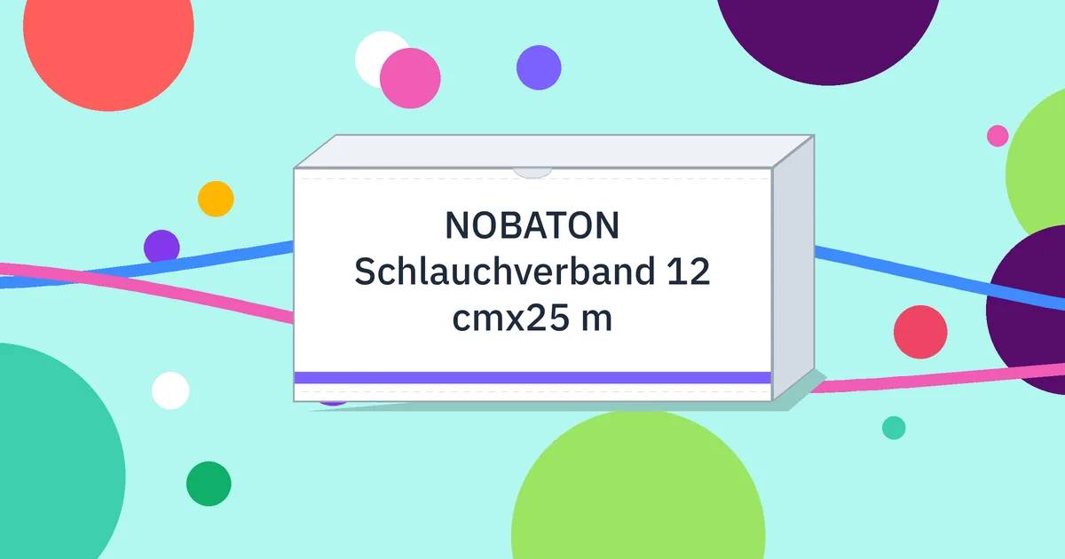 Symbolbild: Packung mit der Aufschrift NOBATON Schlauchverband 12 cmx25 m (PZN 00059559) – Verfügbarkeit und Bezug in Apotheken in Frankfurt am Main