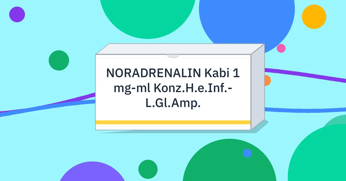 Symbolbild: Packung mit der Aufschrift NORADRENALIN Kabi 1 mg-ml Konz.H.e.Inf.-L.Gl.Amp. (PZN 17828832) – Verfügbarkeit und Bezug in Apotheken in Frankfurt am Main