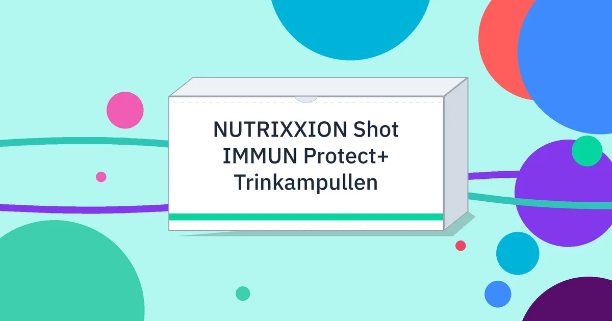 Symbolbild: Packung mit der Aufschrift NUTRIXXION Shot IMMUN Protect+ Trinkampullen (PZN 17167388) – Verfügbarkeit und Bezug in Apotheken in Frankfurt am Main