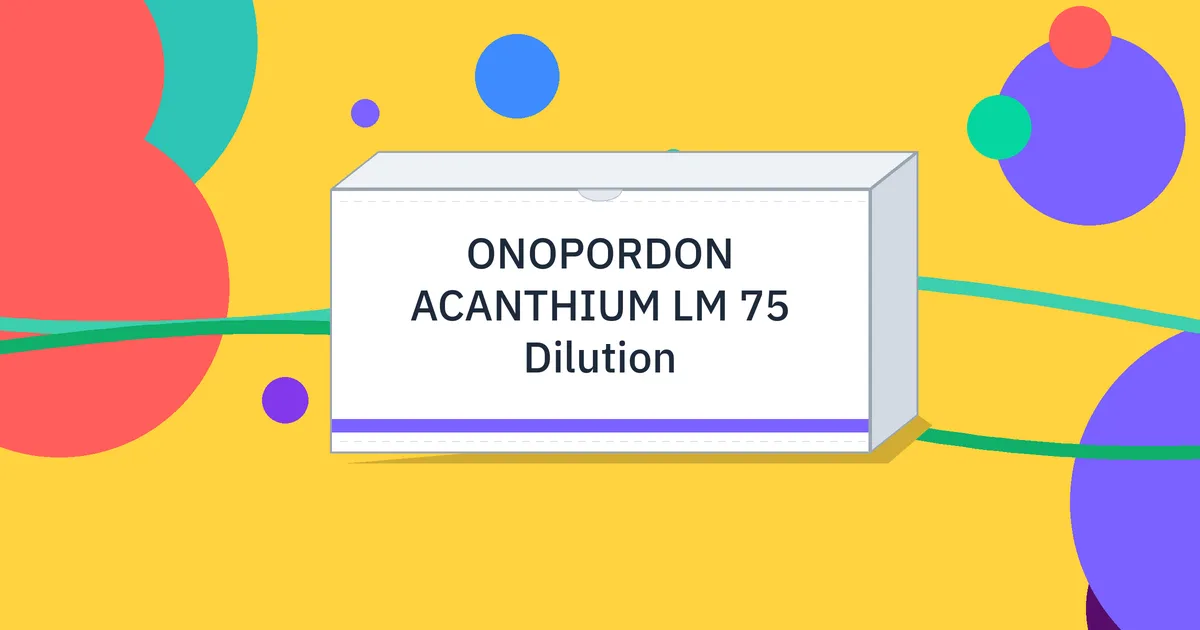 Symbolbild: Packung mit der Aufschrift ONOPORDON ACANTHIUM LM 75 Dilution (PZN 13626445) – Verfügbarkeit und Bezug in Apotheken in Frankfurt am Main