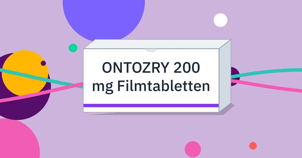 Symbolbild: Packung mit der Aufschrift ONTOZRY 200 mg Filmtabletten (PZN 18723029) – Verfügbarkeit und Bezug in Apotheken in Frankfurt am Main