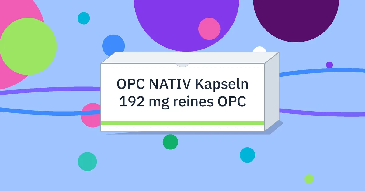 Symbolbild: Packung mit der Aufschrift OPC NATIV Kapseln 192 mg reines OPC (PZN 10325921) – Verfügbarkeit und Bezug in Apotheken in Frankfurt am Main