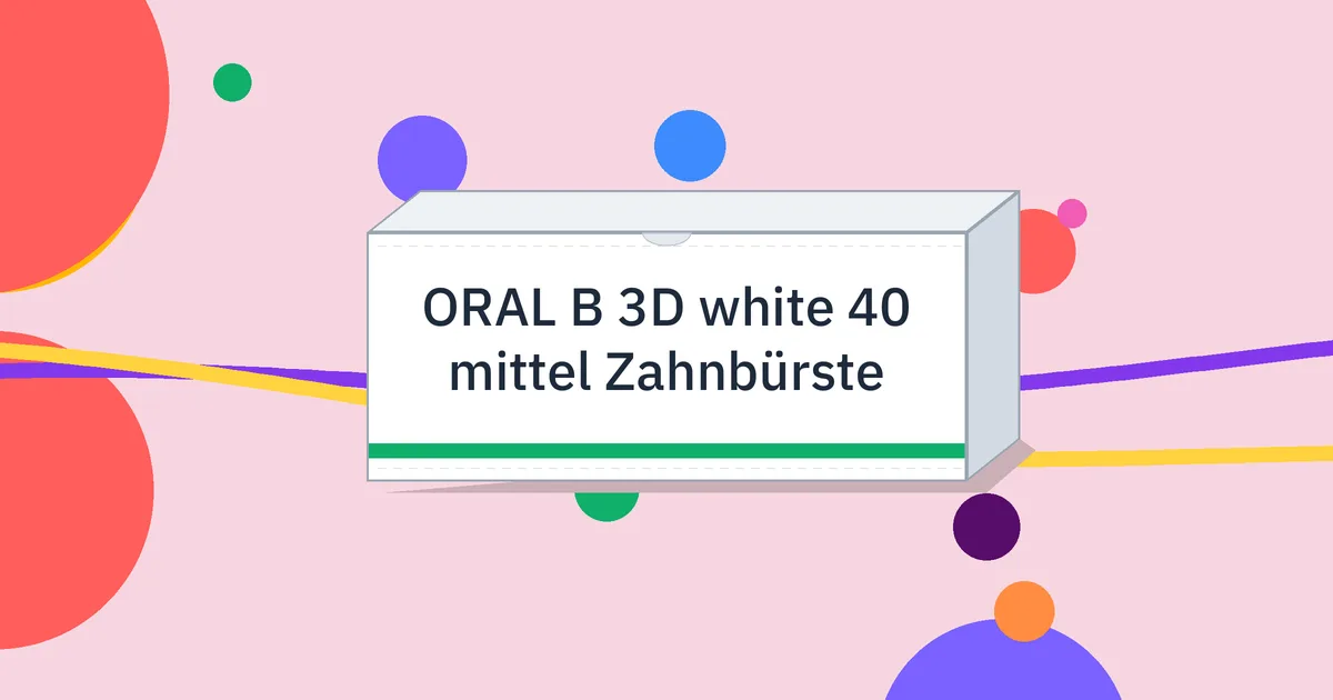 Symbolbild: Packung mit der Aufschrift ORAL B 3D white 40 mittel Zahnbürste (PZN 06926431) – Verfügbarkeit und Bezug in Apotheken in Frankfurt am Main