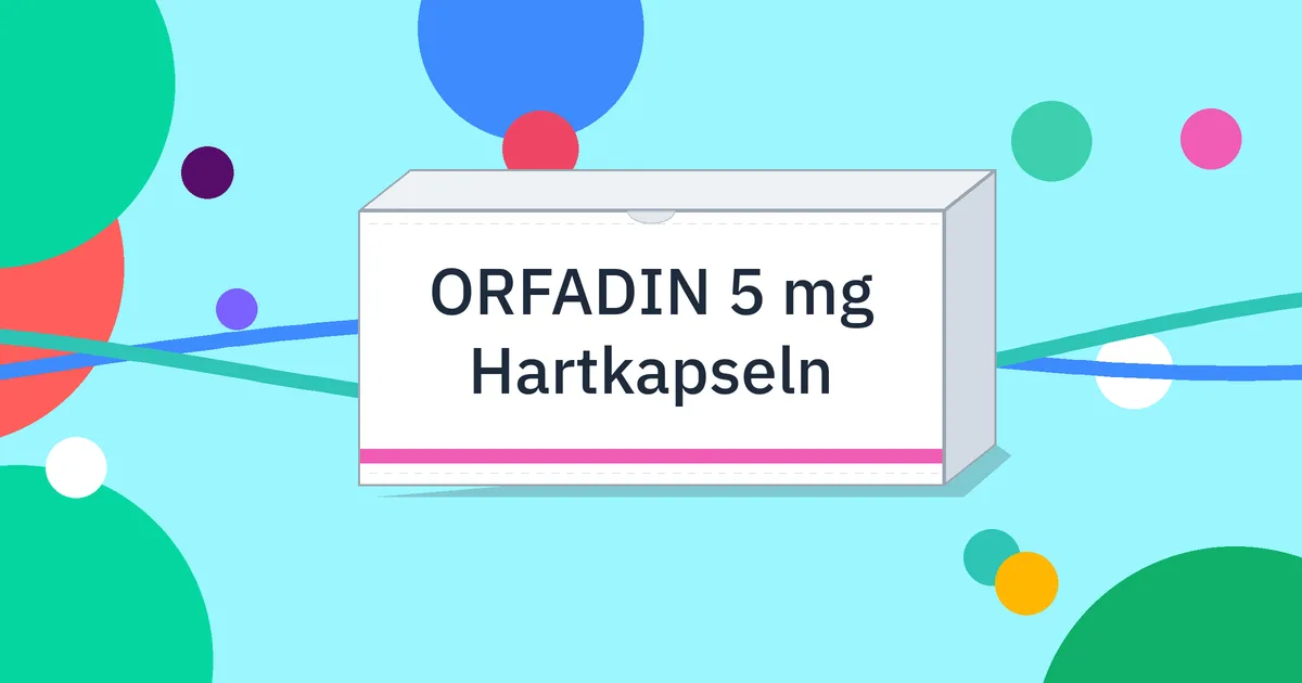 Symbolbild: Packung mit der Aufschrift ORFADIN 5 mg Hartkapseln (PZN 03842136) – Verfügbarkeit und Bezug in Apotheken in Frankfurt am Main