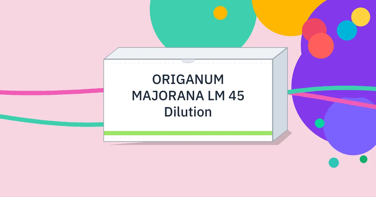 Symbolbild: Packung mit der Aufschrift ORIGANUM MAJORANA LM 45 Dilution (PZN 12972837) – Verfügbarkeit und Bezug in Apotheken in Frankfurt am Main