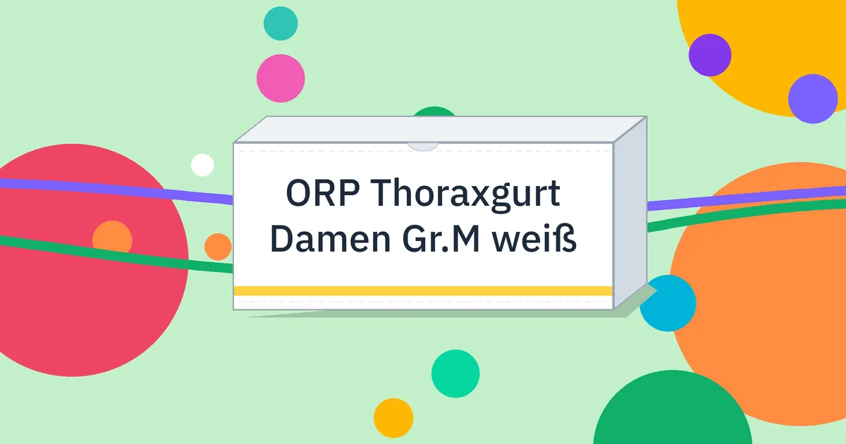 Symbolbild: Packung mit der Aufschrift ORP Thoraxgurt Damen Gr.M weiß (PZN 04903070) – Verfügbarkeit und Bezug in Apotheken in Frankfurt am Main