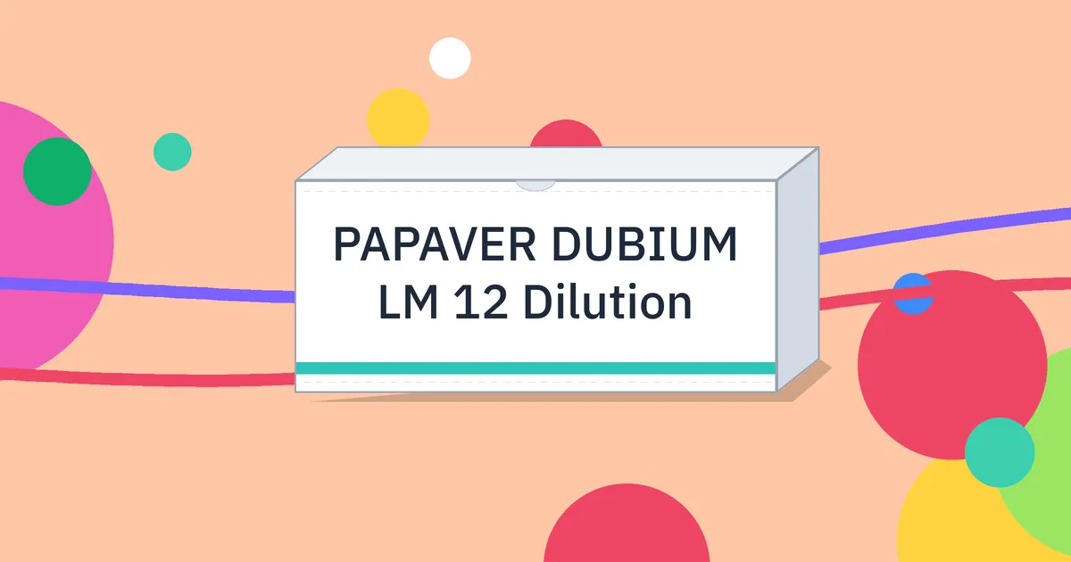 Symbolbild: Packung mit der Aufschrift PAPAVER DUBIUM LM 12 Dilution (PZN 13630777) – Verfügbarkeit und Bezug in Apotheken in Frankfurt am Main