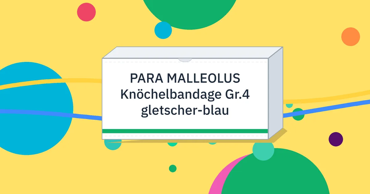 Symbolbild: Packung mit der Aufschrift PARA MALLEOLUS Knöchelbandage Gr.4 gletscher-blau (PZN 13763544) – Verfügbarkeit und Bezug in Apotheken in Frankfurt am Main