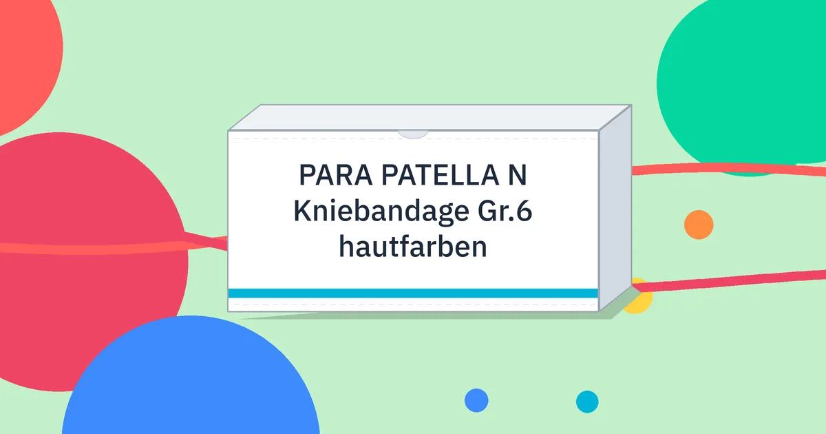 Symbolbild: Packung mit der Aufschrift PARA PATELLA N Kniebandage Gr.6 hautfarben (PZN 10003494) – Verfügbarkeit und Bezug in Apotheken in Frankfurt am Main