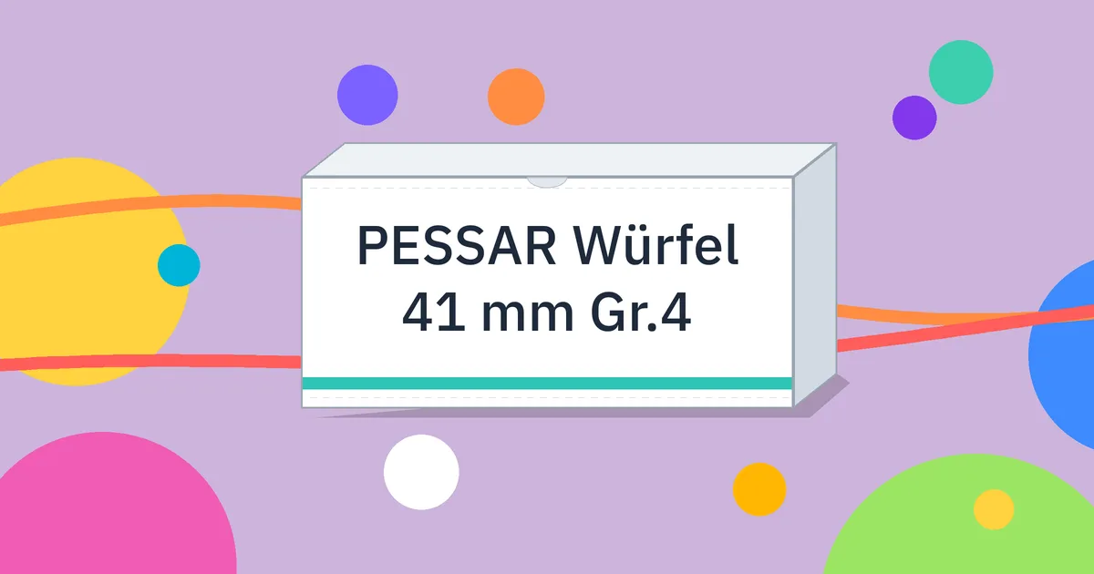 Symbolbild: Packung mit der Aufschrift PESSAR Würfel 41 mm Gr.4 (PZN 02443026) – Verfügbarkeit und Bezug in Apotheken in Frankfurt am Main
