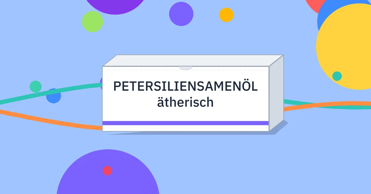 Symbolbild: Packung mit der Aufschrift PETERSILIENSAMENÖL ätherisch (PZN 17157579) – Verfügbarkeit und Bezug in Apotheken in Frankfurt am Main