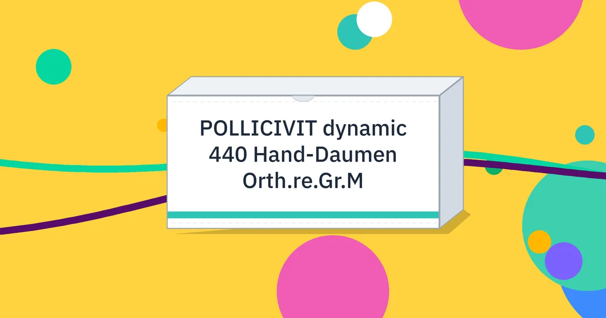 Symbolbild: Packung mit der Aufschrift POLLICIVIT dynamic 440 Hand-Daumen Orth.re.Gr.M (PZN 11608779) – Verfügbarkeit und Bezug in Apotheken in Frankfurt am Main