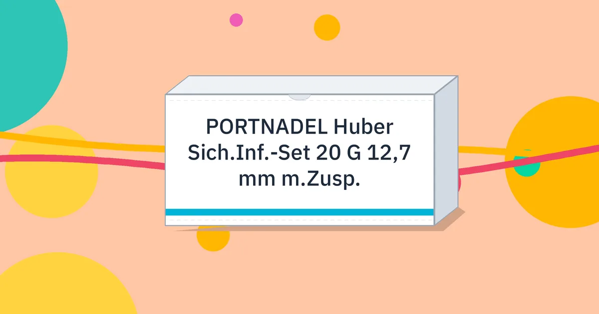 Symbolbild: Packung mit der Aufschrift PORTNADEL Huber Sich.Inf.-Set 20 G 12,7 mm m.Zusp. (PZN 00355281) – Verfügbarkeit und Bezug in Apotheken in Frankfurt am Main