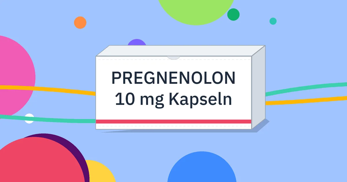 Symbolbild: Packung mit der Aufschrift PREGNENOLON 10 mg Kapseln (PZN 19748712) – Verfügbarkeit und Bezug in Apotheken in Frankfurt am Main