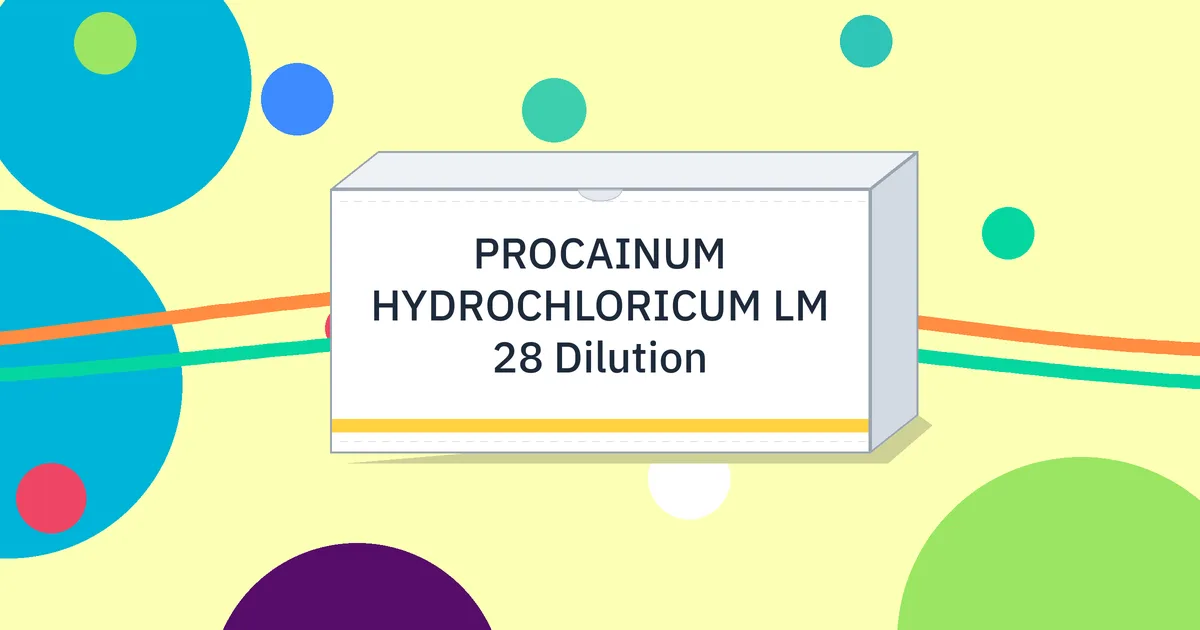 Symbolbild: Packung mit der Aufschrift PROCAINUM HYDROCHLORICUM LM 28 Dilution (PZN 13668627) – Verfügbarkeit und Bezug in Apotheken in Frankfurt am Main