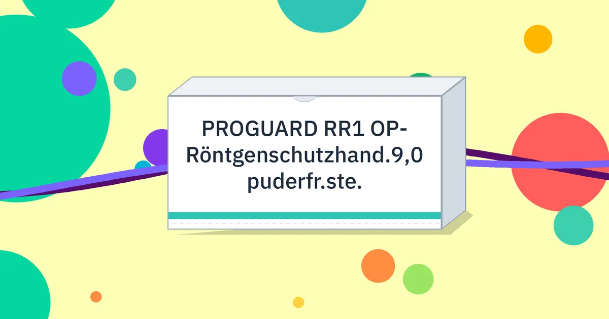 Symbolbild: Packung mit der Aufschrift PROGUARD RR1 OP-Röntgenschutzhand.9,0 puderfr.ste. (PZN 11607573) – Verfügbarkeit und Bezug in Apotheken in Frankfurt am Main