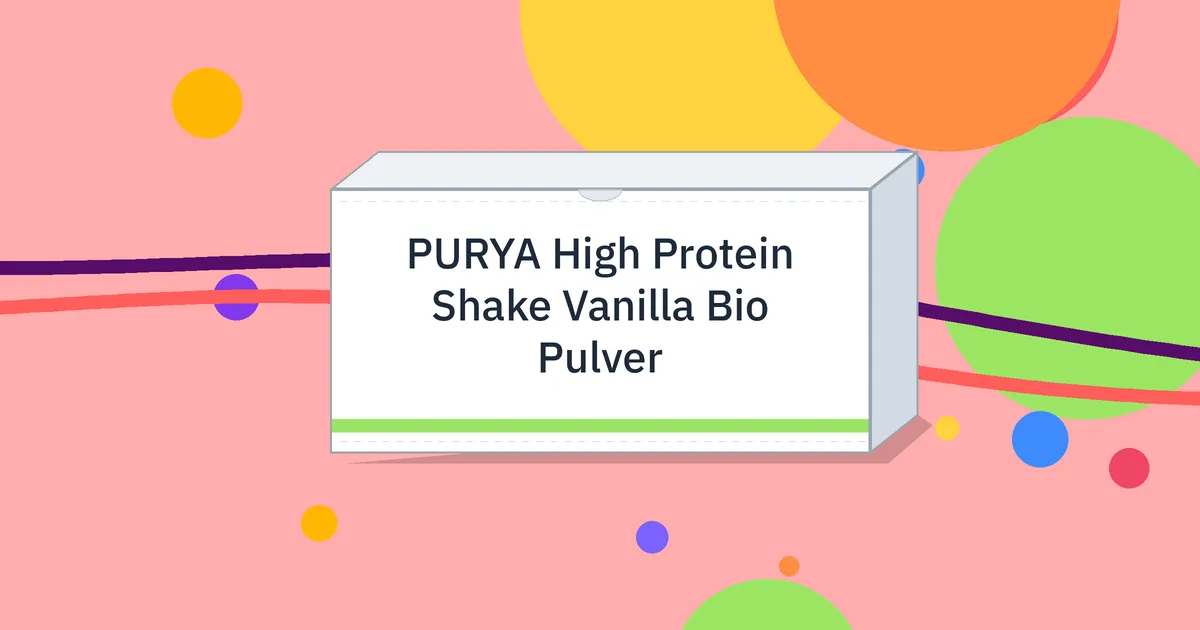 Symbolbild: Packung mit der Aufschrift PURYA High Protein Shake Vanilla Bio Pulver (PZN 14277082) – Verfügbarkeit und Bezug in Apotheken in Frankfurt am Main