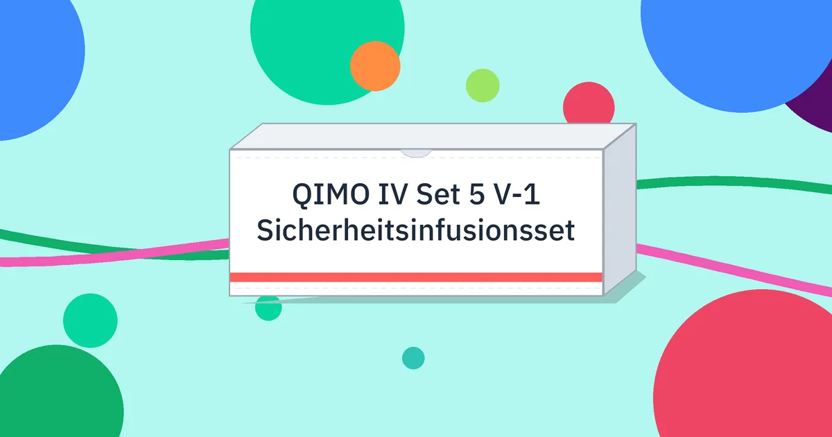 Symbolbild: Packung mit der Aufschrift QIMO IV Set 5 V-1 Sicherheitsinfusionsset (PZN 14288335) – Verfügbarkeit und Bezug in Apotheken in Frankfurt am Main
