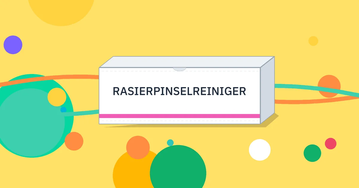 Symbolbild: Packung mit der Aufschrift RASIERPINSELREINIGER (PZN 17245881) – Verfügbarkeit und Bezug in Apotheken in Frankfurt am Main