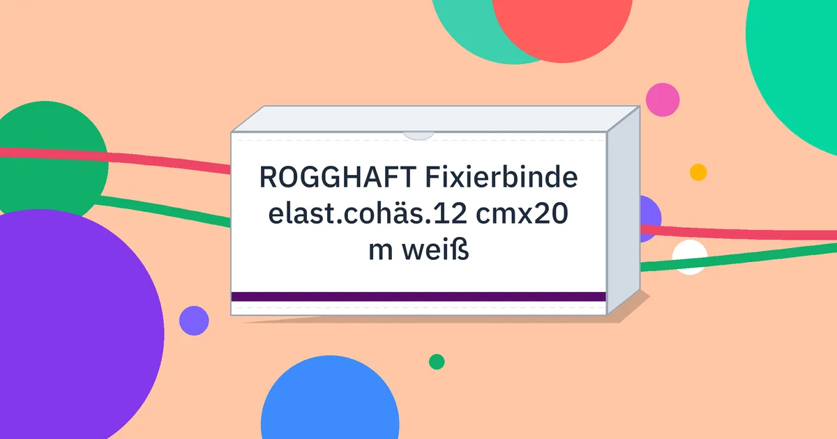 Symbolbild: Packung mit der Aufschrift ROGGHAFT Fixierbinde elast.cohäs.12 cmx20 m weiß (PZN 04492342) – Verfügbarkeit und Bezug in Apotheken in Frankfurt am Main