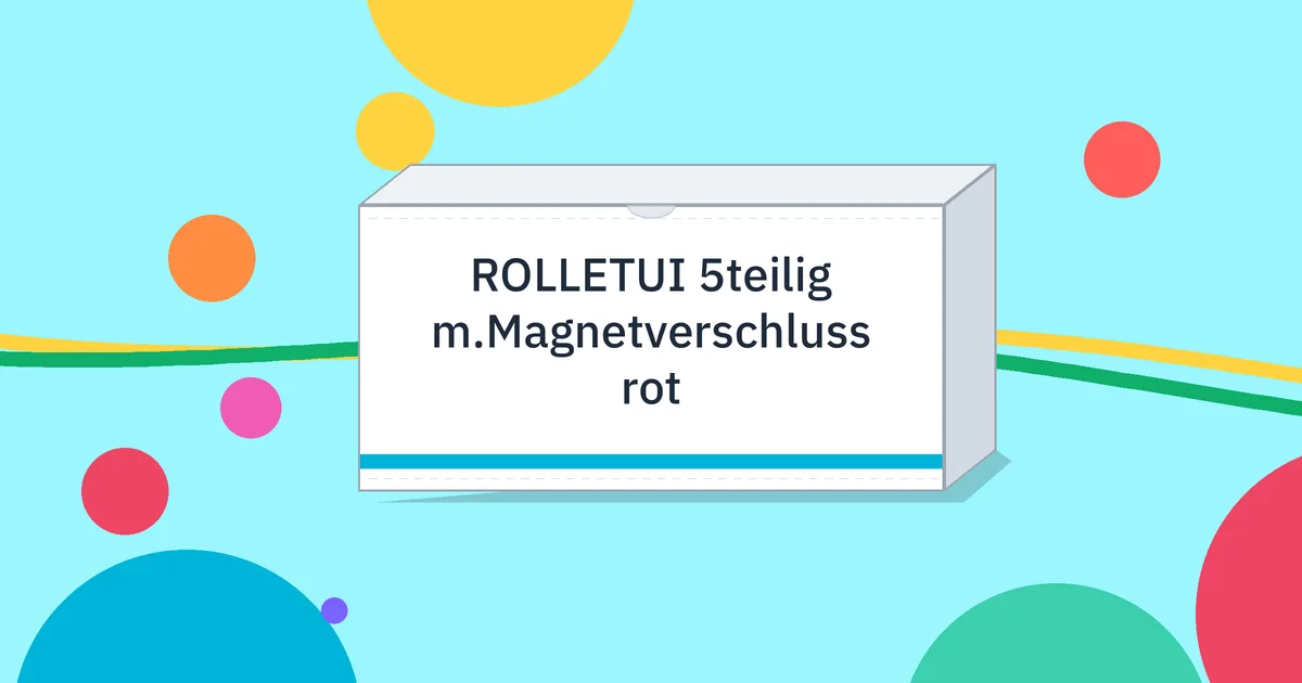 Symbolbild: Packung mit der Aufschrift ROLLETUI 5teilig m.Magnetverschluss rot (PZN 17288703) – Verfügbarkeit und Bezug in Apotheken in Frankfurt am Main