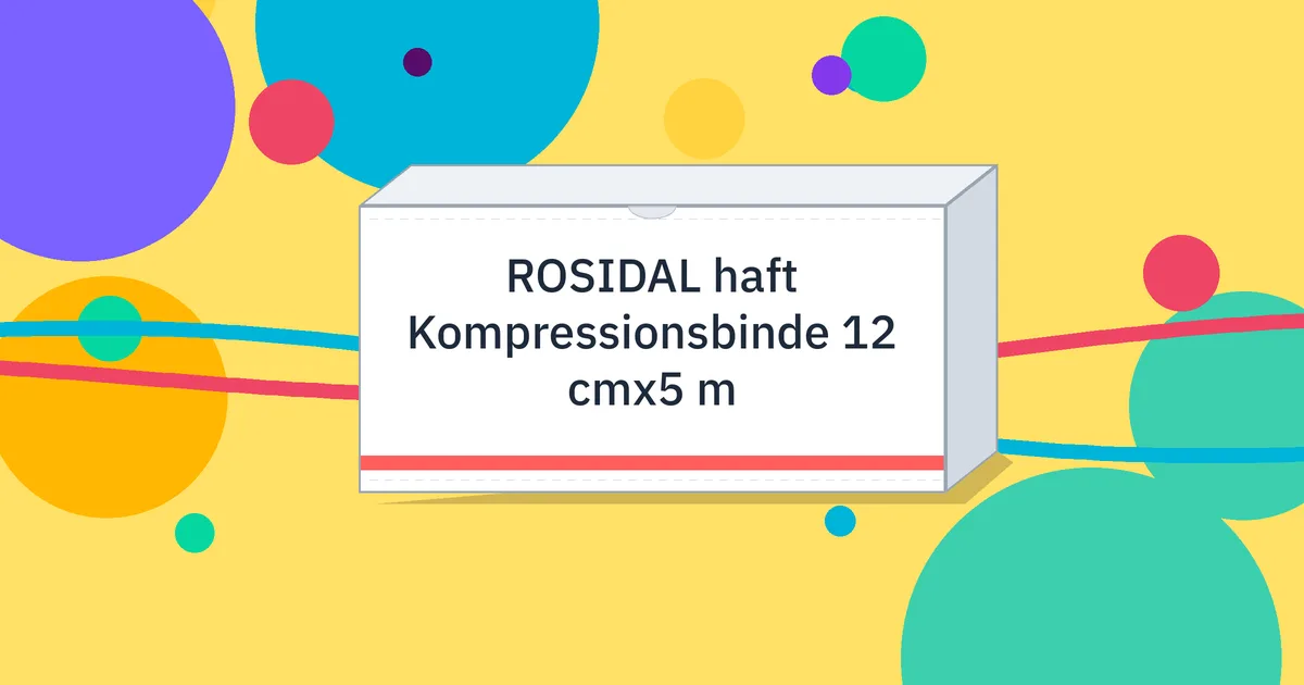Symbolbild: Packung mit der Aufschrift ROSIDAL haft Kompressionsbinde 12 cmx5 m (PZN 17851334) – Verfügbarkeit und Bezug in Apotheken in Frankfurt am Main