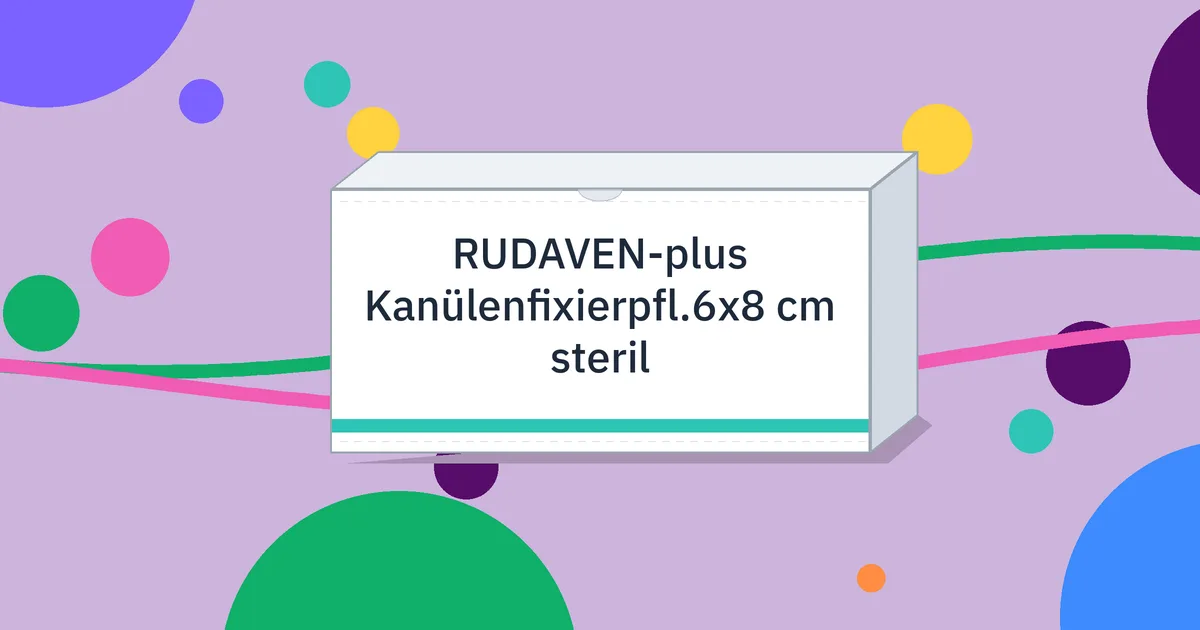 Symbolbild: Packung mit der Aufschrift RUDAVEN-plus Kanülenfixierpfl.6x8 cm steril (PZN 15893268) – Verfügbarkeit und Bezug in Apotheken in Frankfurt am Main