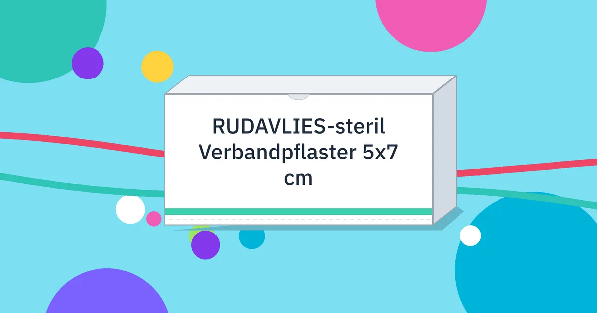 Symbolbild: Packung mit der Aufschrift RUDAVLIES-steril Verbandpflaster 5x7 cm (PZN 07092666) – Verfügbarkeit und Bezug in Apotheken in Frankfurt am Main