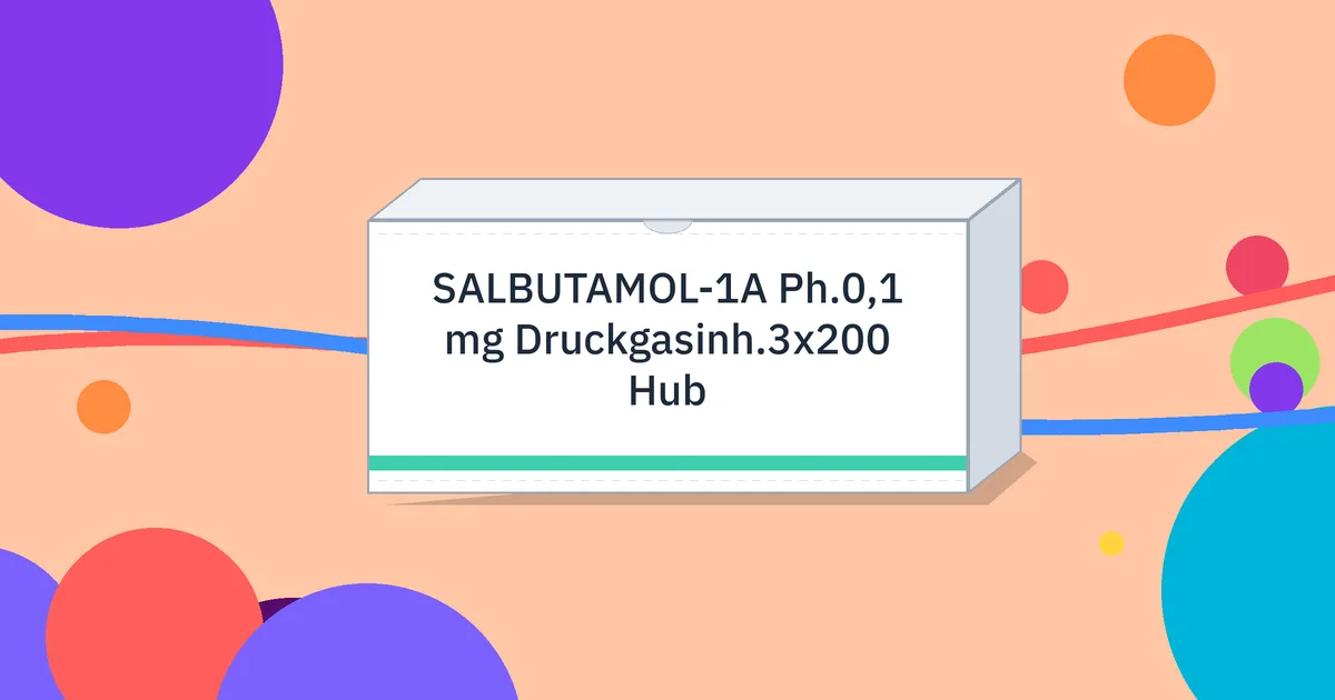 Symbolbild: Packung mit der Aufschrift SALBUTAMOL-1A Ph.0,1 mg Druckgasinh.3x200 Hub (PZN 05391904) – Verfügbarkeit und Bezug in Apotheken in Frankfurt am Main