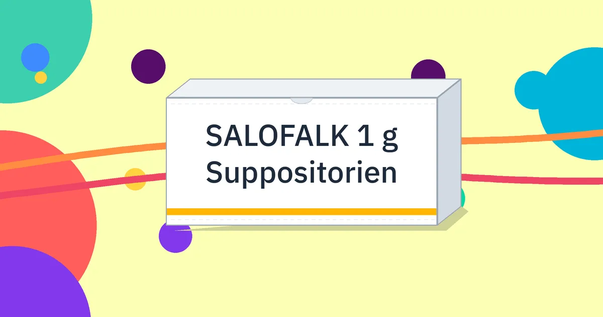 Symbolbild: Packung mit der Aufschrift SALOFALK 1 g Suppositorien (PZN 10041891) – Verfügbarkeit und Bezug in Apotheken in Frankfurt am Main