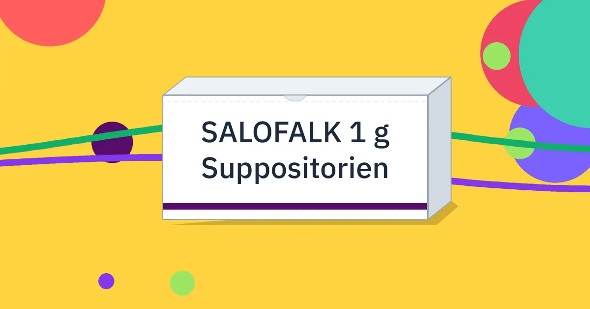 Symbolbild: Packung mit der Aufschrift SALOFALK 1 g Suppositorien (PZN 13515622) – Verfügbarkeit und Bezug in Apotheken in Frankfurt am Main