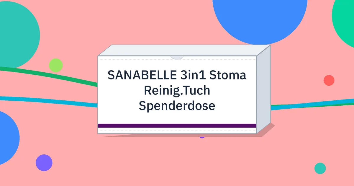 Symbolbild: Packung mit der Aufschrift SANABELLE 3in1 Stoma Reinig.Tuch Spenderdose (PZN 16858506) – Verfügbarkeit und Bezug in Apotheken in Frankfurt am Main