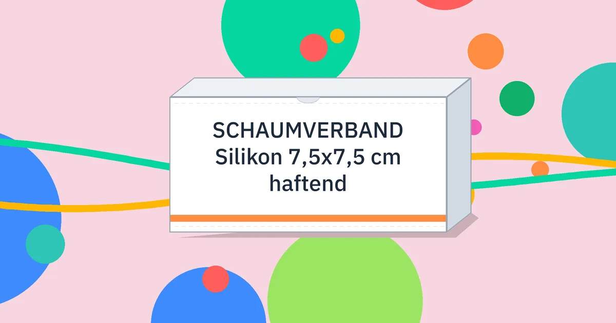 Symbolbild: Packung mit der Aufschrift SCHAUMVERBAND Silikon 7,5x7,5 cm haftend (PZN 17833603) – Verfügbarkeit und Bezug in Apotheken in Frankfurt am Main