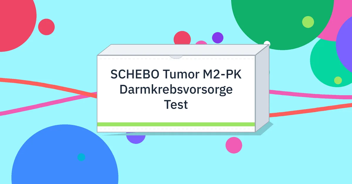 Symbolbild: Packung mit der Aufschrift SCHEBO Tumor M2-PK Darmkrebsvorsorge Test (PZN 01005703) – Verfügbarkeit und Bezug in Apotheken in Frankfurt am Main