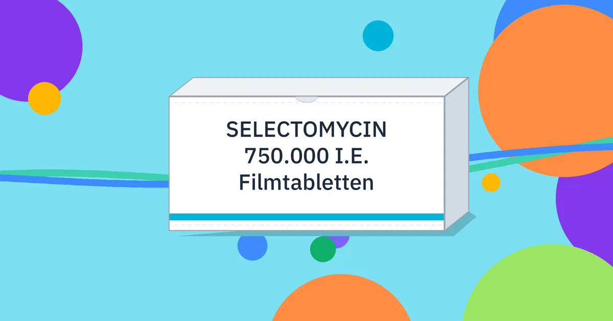 Symbolbild: Packung mit der Aufschrift SELECTOMYCIN 750.000 I.E. Filmtabletten (PZN 00094194) – Verfügbarkeit und Bezug in Apotheken in Frankfurt am Main