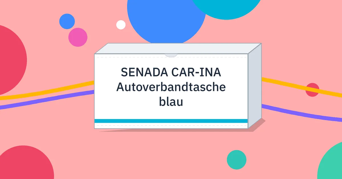 Symbolbild: Packung mit der Aufschrift SENADA CAR-INA Autoverbandtasche blau (PZN 09467573) – Verfügbarkeit und Bezug in Apotheken in Frankfurt am Main