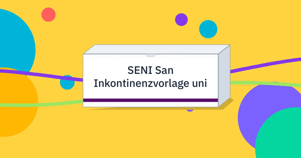 Symbolbild: Packung mit der Aufschrift SENI San Inkontinenzvorlage uni (PZN 18329628) – Verfügbarkeit und Bezug in Apotheken in Frankfurt am Main