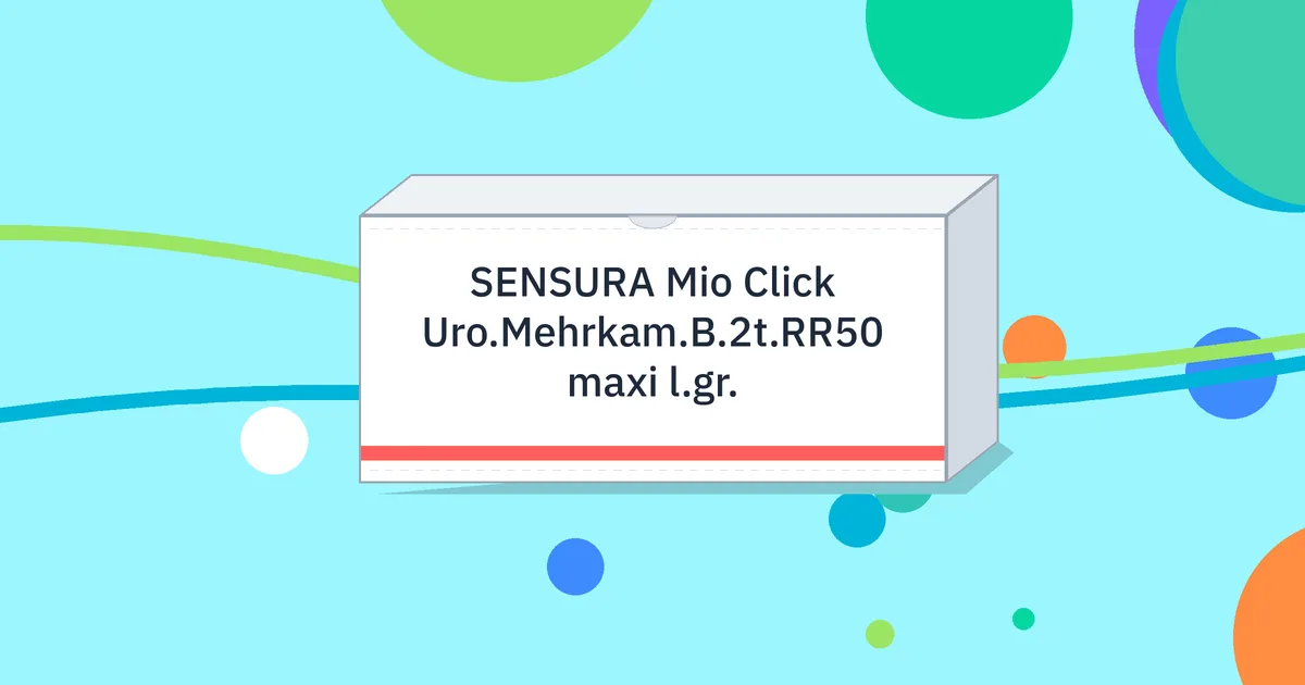 Symbolbild: Packung mit der Aufschrift SENSURA Mio Click Uro.Mehrkam.B.2t.RR50 maxi l.gr. (PZN 10202420) – Verfügbarkeit und Bezug in Apotheken in Frankfurt am Main