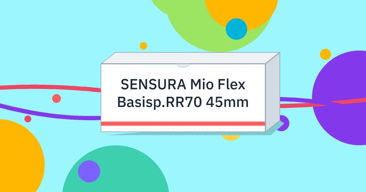 Symbolbild: Packung mit der Aufschrift SENSURA Mio Flex Basisp.RR70 45mm (PZN 10202733) – Verfügbarkeit und Bezug in Apotheken in Frankfurt am Main