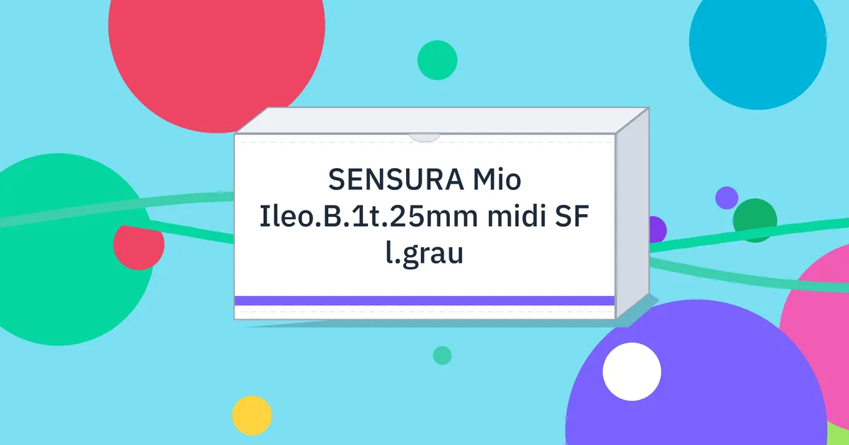 Symbolbild: Packung mit der Aufschrift SENSURA Mio Ileo.B.1t.25mm midi SF l.grau (PZN 10201797) – Verfügbarkeit und Bezug in Apotheken in Frankfurt am Main