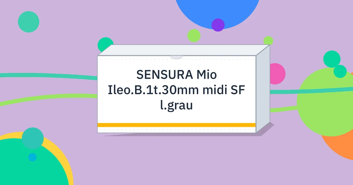 Symbolbild: Packung mit der Aufschrift SENSURA Mio Ileo.B.1t.30mm midi SF l.grau (PZN 10201805) – Verfügbarkeit und Bezug in Apotheken in Frankfurt am Main