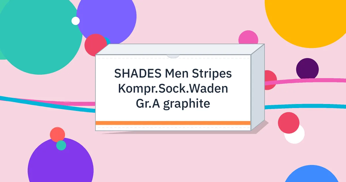 Symbolbild: Packung mit der Aufschrift SHADES Men Stripes Kompr.Sock.Waden Gr.A graphite (PZN 15589441) – Verfügbarkeit und Bezug in Apotheken in Frankfurt am Main