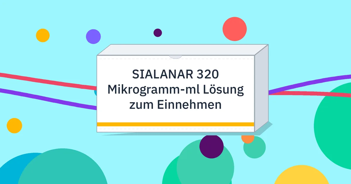 Symbolbild: Packung mit der Aufschrift SIALANAR 320 Mikrogramm-ml Lösung zum Einnehmen (PZN 20356696) – Verfügbarkeit und Bezug in Apotheken in Frankfurt am Main