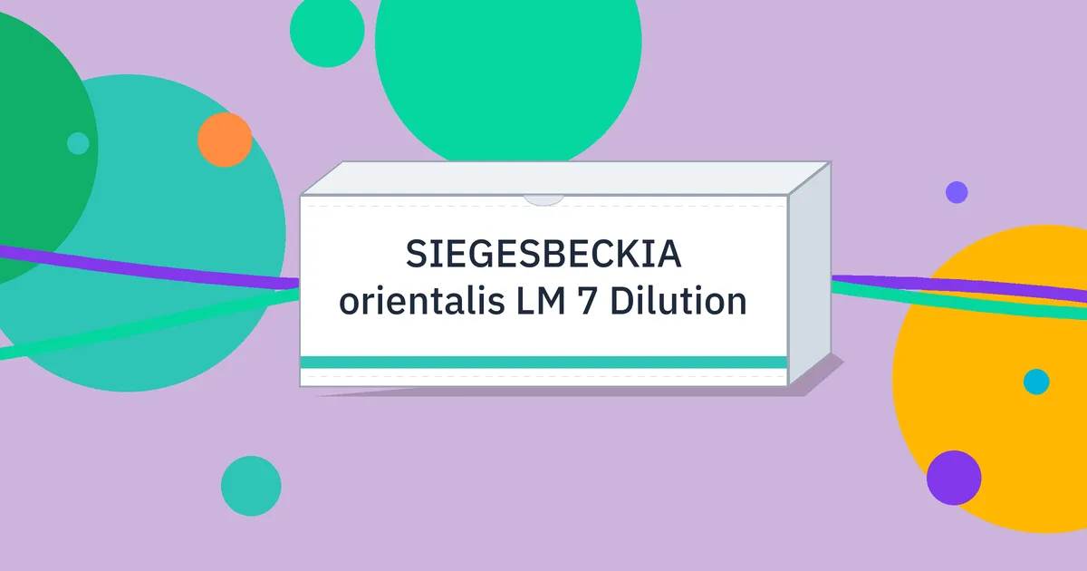 Symbolbild: Packung mit der Aufschrift SIEGESBECKIA orientalis LM 7 Dilution (PZN 13677052) – Verfügbarkeit und Bezug in Apotheken in Frankfurt am Main