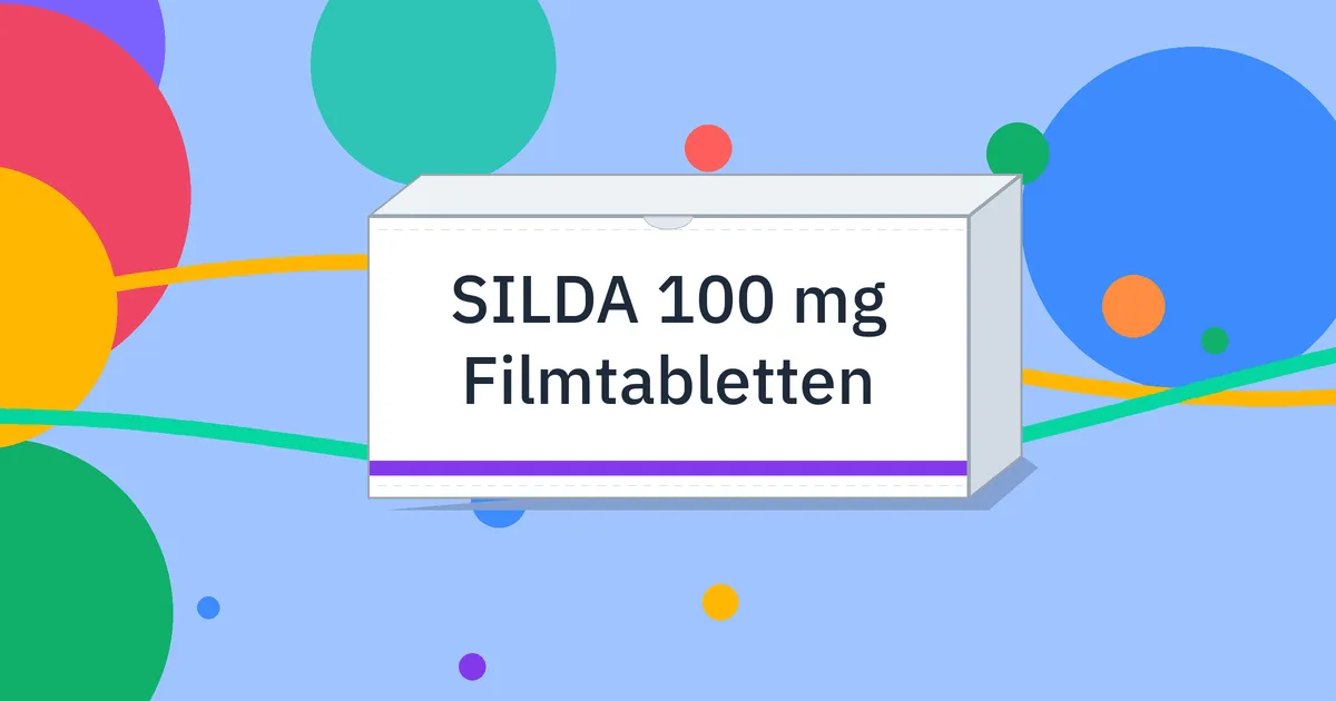 Symbolbild: Packung mit der Aufschrift SILDA 100 mg Filmtabletten (PZN 10953824) – Verfügbarkeit und Bezug in Apotheken in Frankfurt am Main